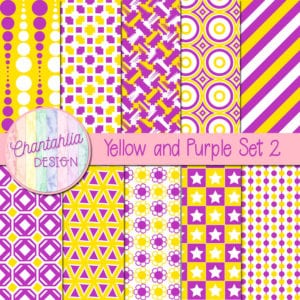 Free Yellow and Purple Digital Papers with Patterned Designs