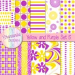 Free Yellow and Purple Digital Papers with Patterned Designs