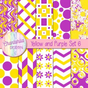 Free Yellow and Purple Digital Papers with Patterned Designs
