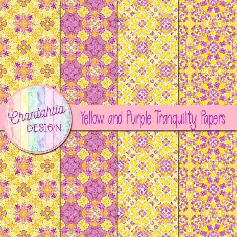 Free Yellow and Purple Digital Papers with Tranquility Designs