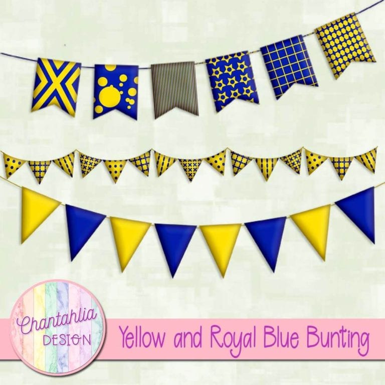 Free Yellow and Royal Blue Bunting Design Elements for Digital Crafts
