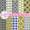 Free Yellow and Royal Blue Digital Papers with Patterned Designs