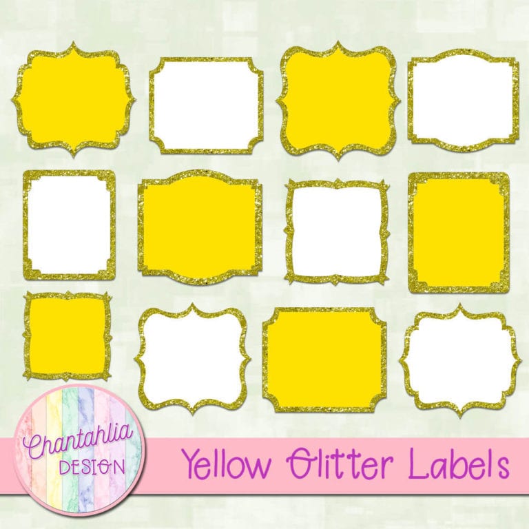 Free Glitter Labels Design Elements in Yellow