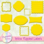 Free Rippled Labels Design Elements in Yellow