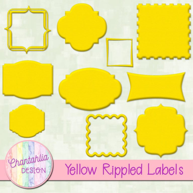 Free Rippled Labels Design Elements in Yellow