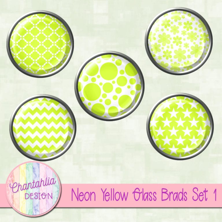 Free Glass Brads Design Elements in Neon Yellow
