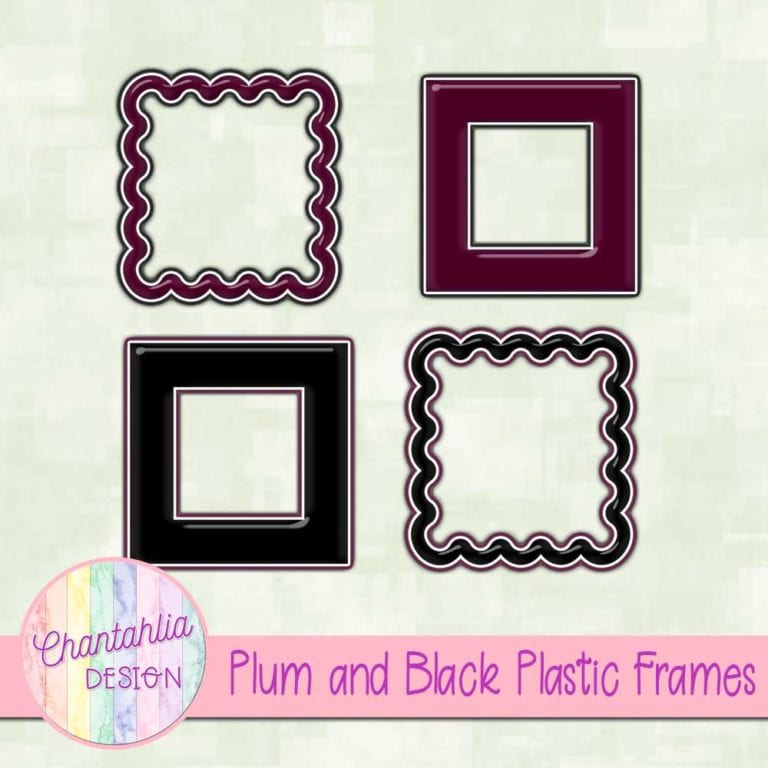 Free Plum and Black Plastic Frames for Digital Scrapbooking