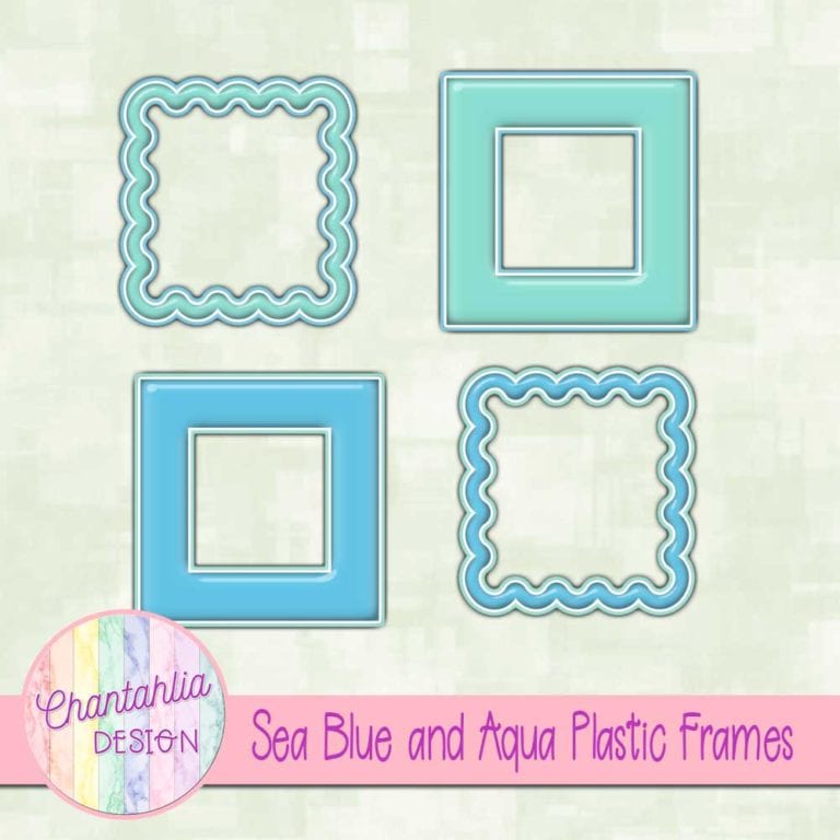 Free Sea Blue and Aqua Plastic Frames for Digital Scrapbooking