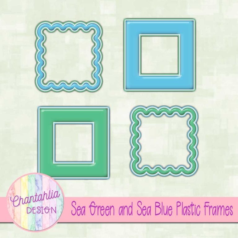 Free Sea Green and Free Sea Blue Plastic Frames for Digital Scrapbooking