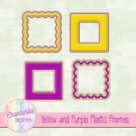 Free Yellow and Purple Plastic Frames for Digital Scrapbooking