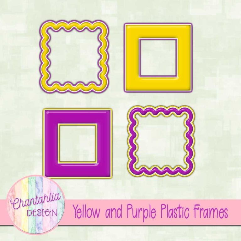 Free Yellow and Purple Plastic Frames for Digital Scrapbooking