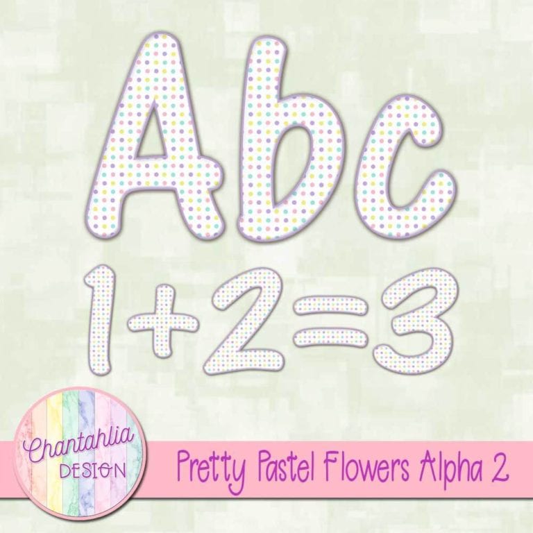 Free Pretty Pastel Flowers Alpha for Digital Scrapbooking