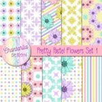 Free Pretty Pastel Flowers Digital Papers for Digital Scrapbooking