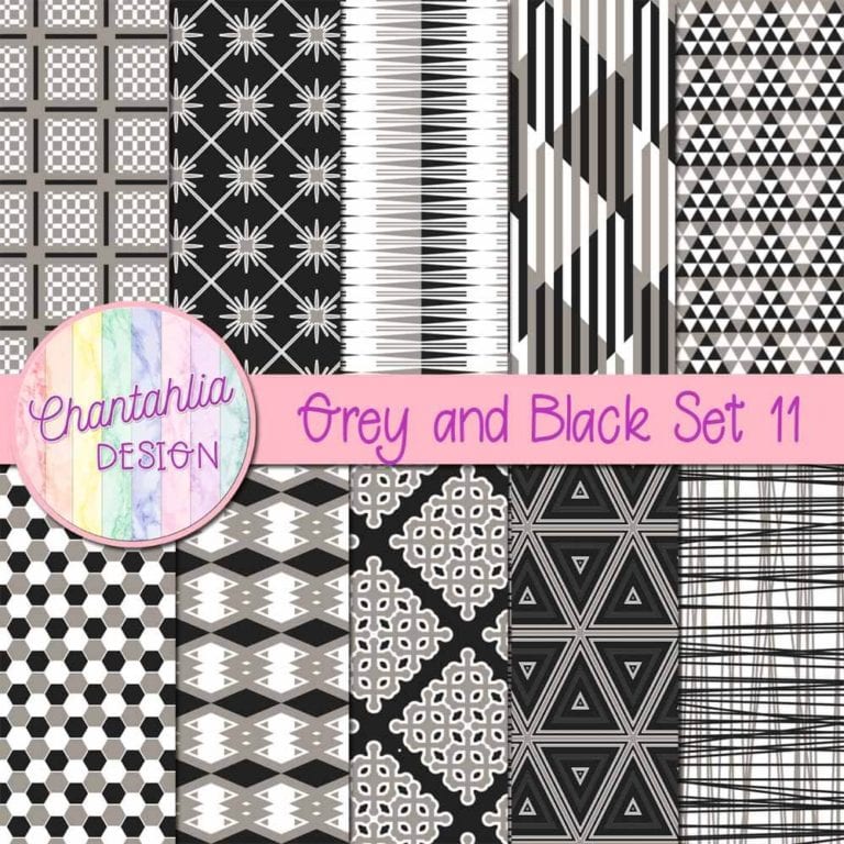 Free Grey and Black Digital Papers with Patterned Designs