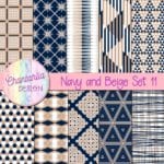 Free Navy and Beige Digital Papers with Patterned Designs