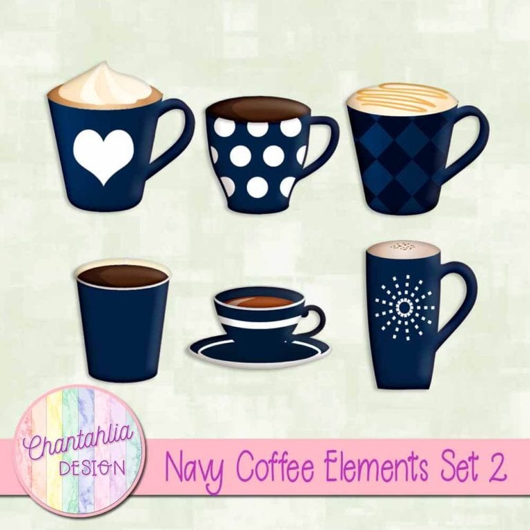Free Navy Coffee Elements for Digital Scrapbooking and other Crafts