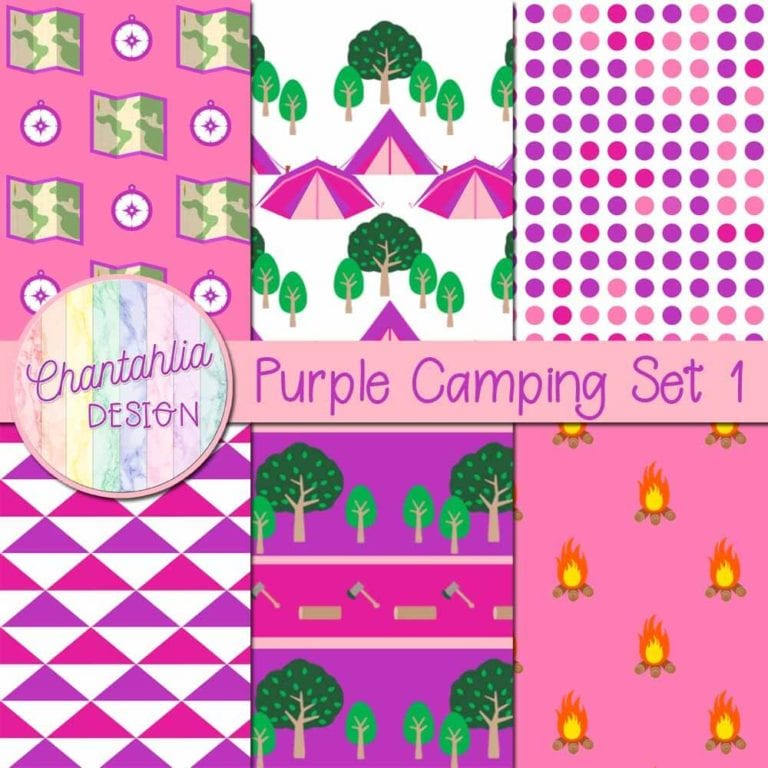 Free Purple Camping Digital Papers