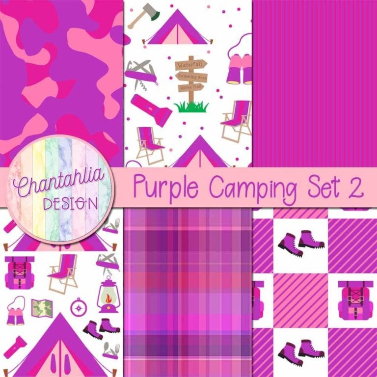 Free Purple Camping Digital Papers