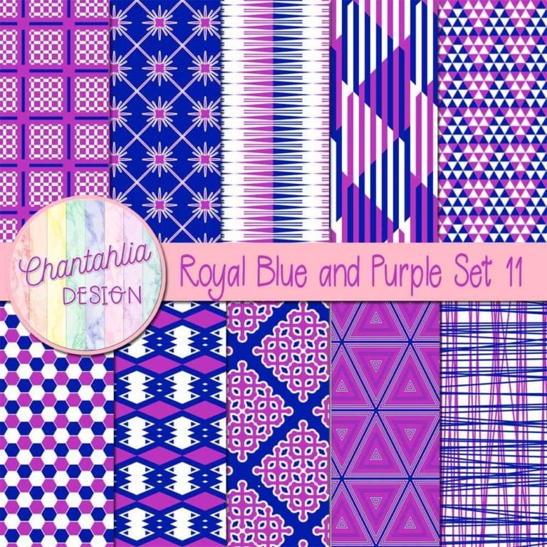Free Royal Blue and Purple Digital Papers with Patterned Designs