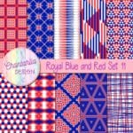 Free Royal Blue and Red Digital Papers with Patterned Designs