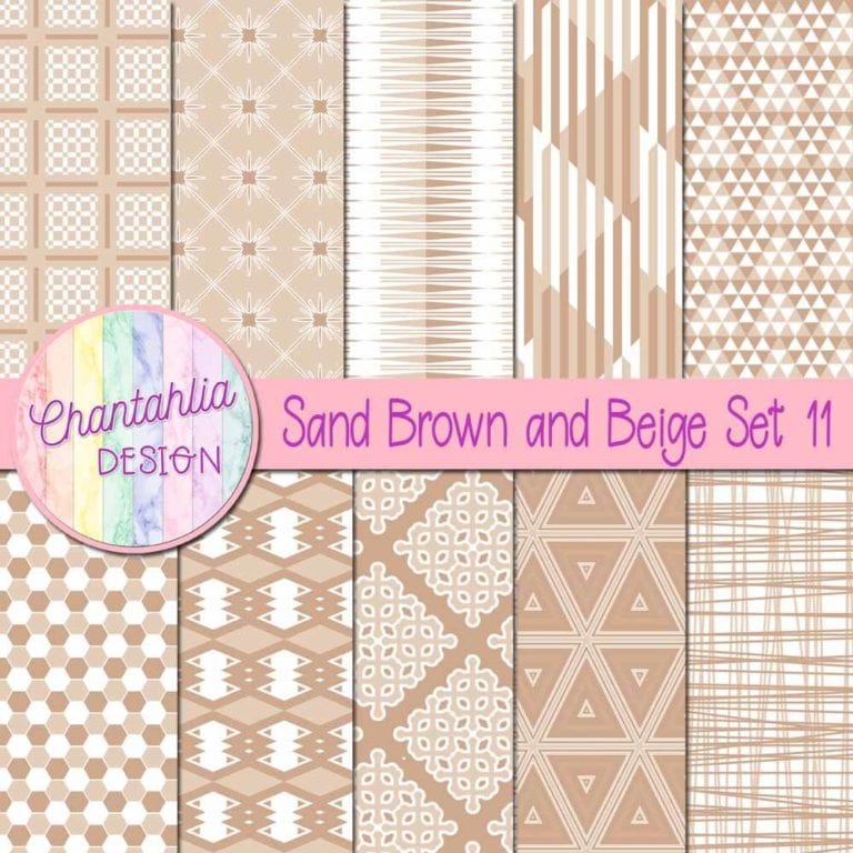 Free Sand Brown and Beige Digital Papers with Patterned Designs