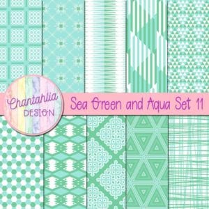 Free Sea Green and Aqua Digital Papers with Patterned Designs