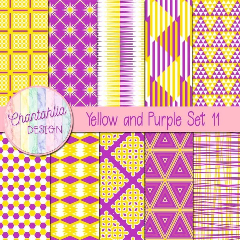 Free Yellow and Purple Digital Papers with Patterned Designs