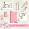 Free Dusty Pink Sewing Elements for Digital Scrapbooking