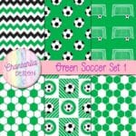 Free Green Soccer Digital Papers for Digital Scrapbooking