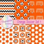 Free Orange Soccer Digital Papers for Digital Scrapbooking