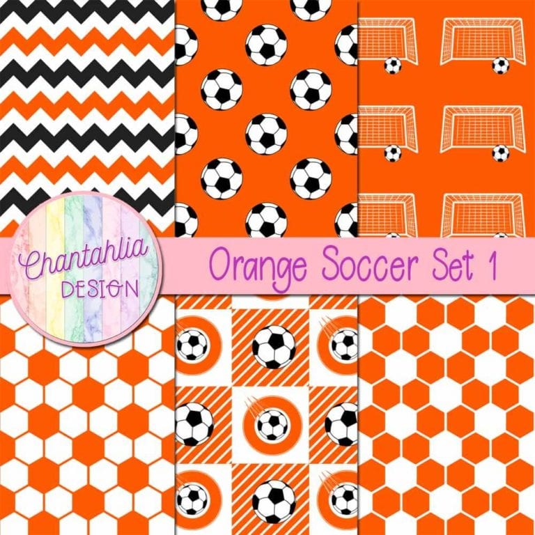 Free Orange Soccer Digital Papers for Digital Scrapbooking