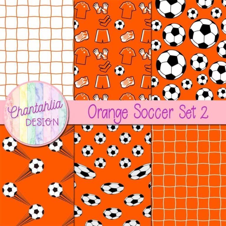 Free Orange Soccer Digital Papers for Digital Scrapbooking