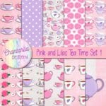 Free Pink and Lilac Tea Time Digital Papers