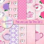 Free Pink and Lilac Tea Time Digital Papers