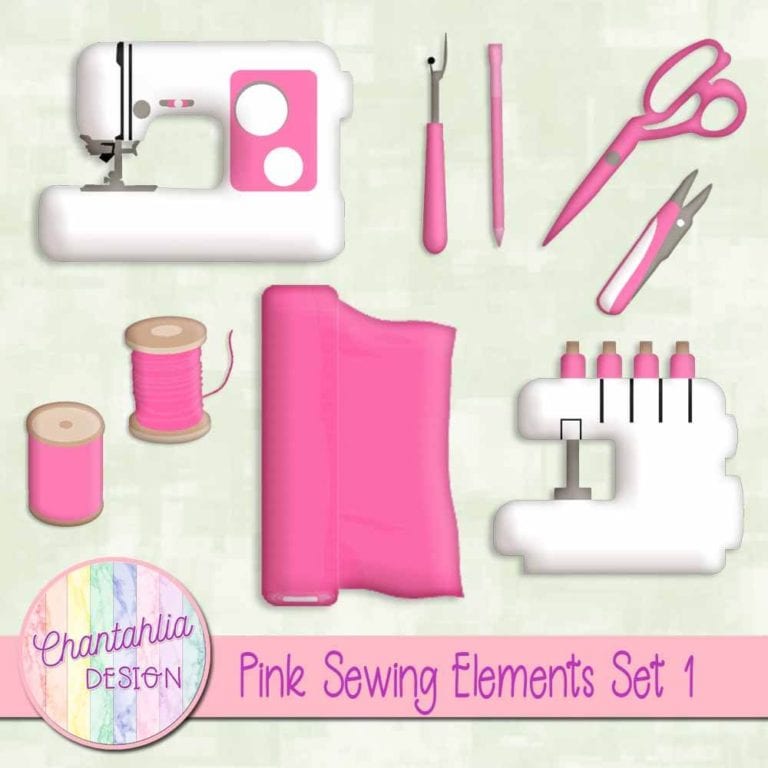 Free Pink Sewing Elements for Digital Scrapbooking