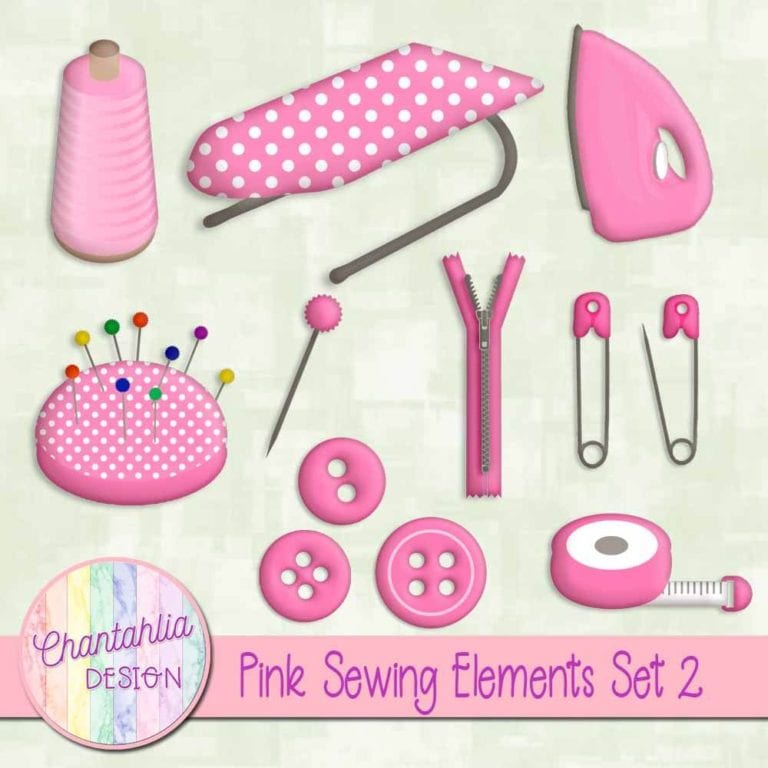 Free Pink Sewing Elements for Digital Scrapbooking