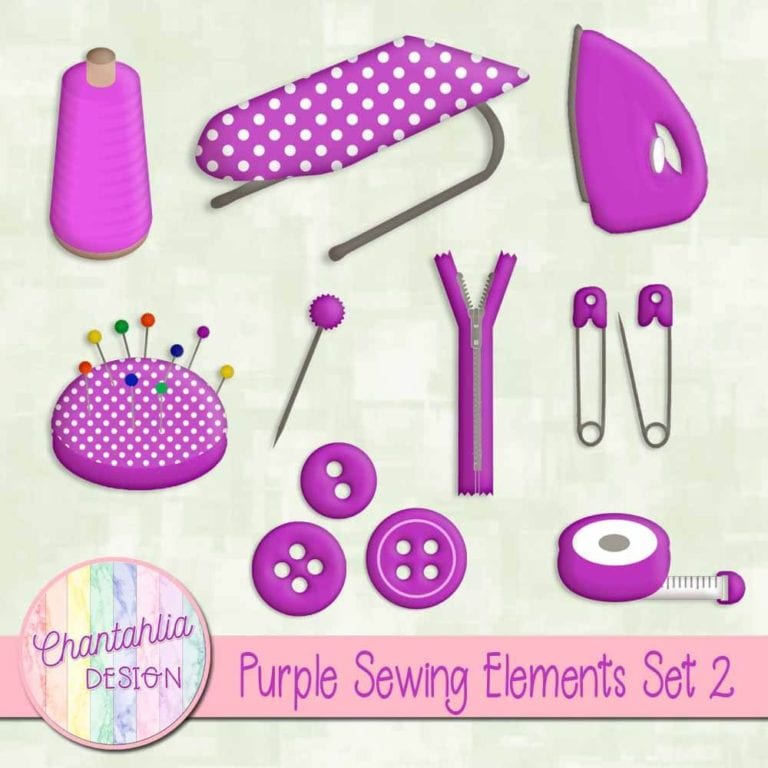 Free Purple Sewing Elements for Digital Scrapbooking