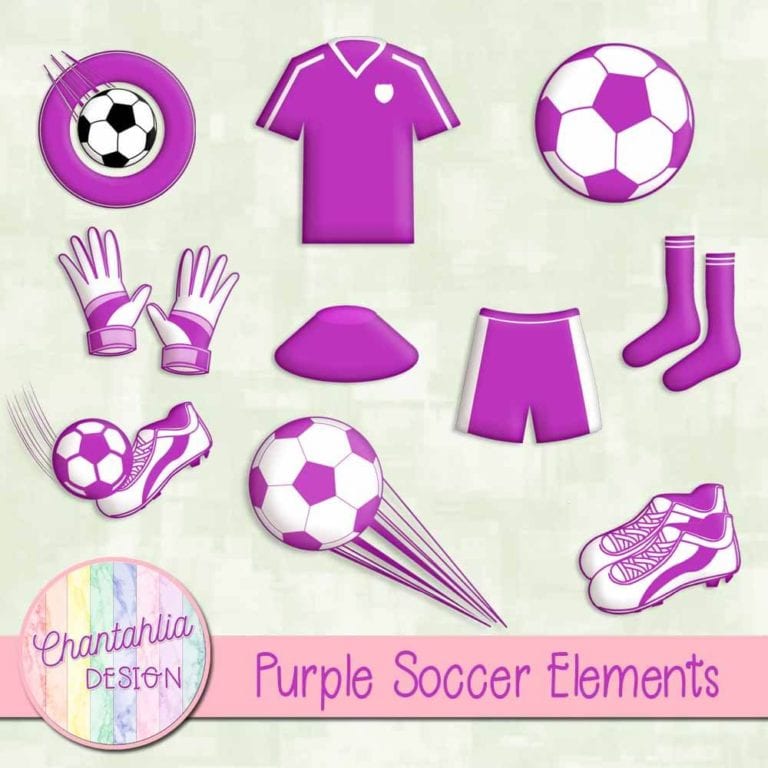 Free Purple Soccer Elements for Digital Scrapbooking and Other Crafts