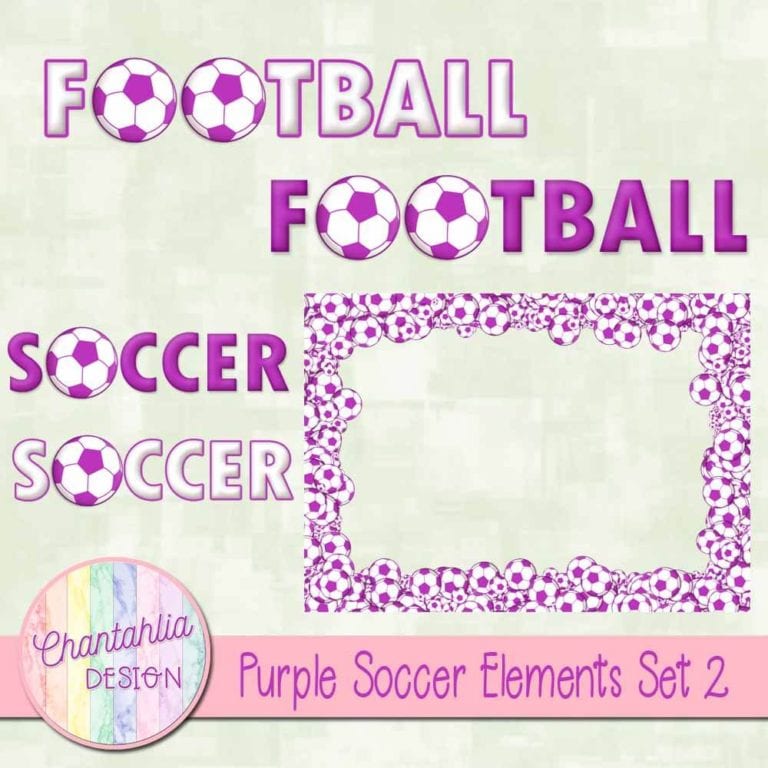 Free Purple Soccer Elements for Digital Scrapbooking and Other Crafts