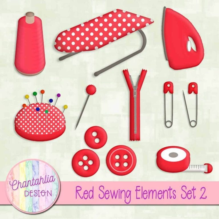 Free Red Sewing Elements for Digital Scrapbooking