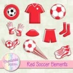 Free Red Soccer Elements for Digital Scrapbooking and Other Crafts