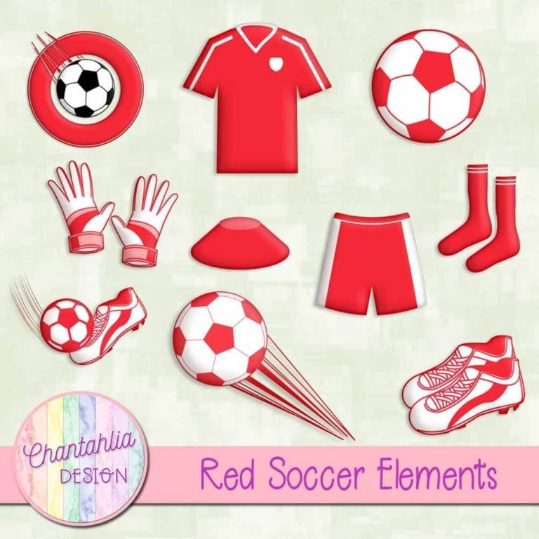 Free Red Soccer Elements for Digital Scrapbooking and Other Crafts