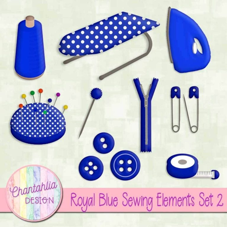 Free Blue Sewing Elements for Digital Scrapbooking