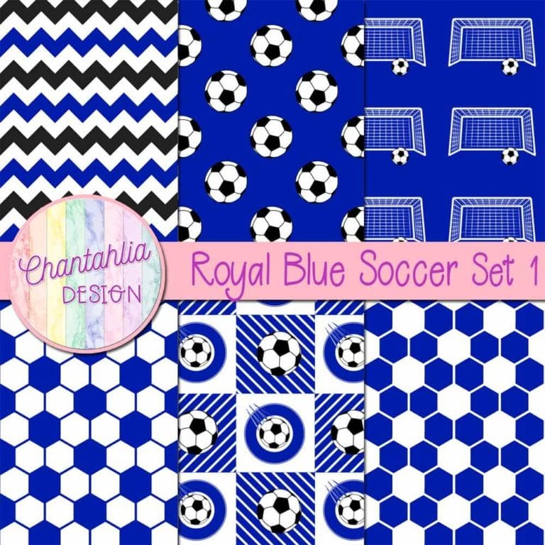 Free Blue Soccer Digital Papers for Digital Scrapbooking