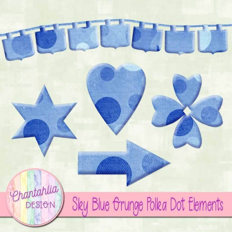 Free Grunge Polka Dot Design Elements in Sky Blue