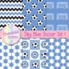 Free Blue Soccer Digital Papers for Digital Scrapbooking