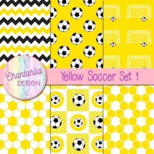 Free Yellow Soccer Digital Papers for Digital Scrapbooking