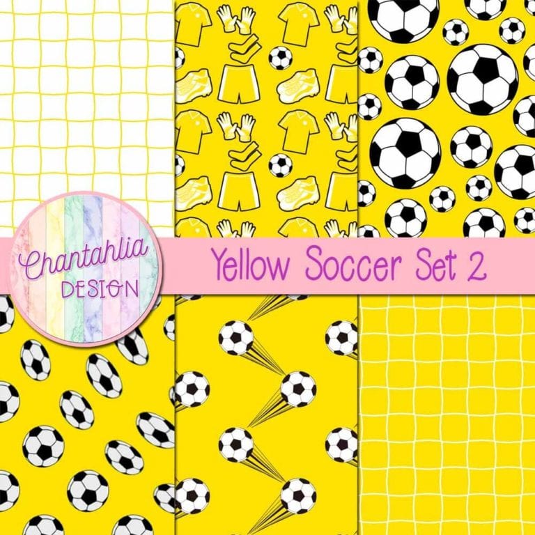 Free Yellow Soccer Digital Papers for Digital Scrapbooking