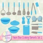 Free Neon Blue Cooking Design Elements for Digital Scrapbooking