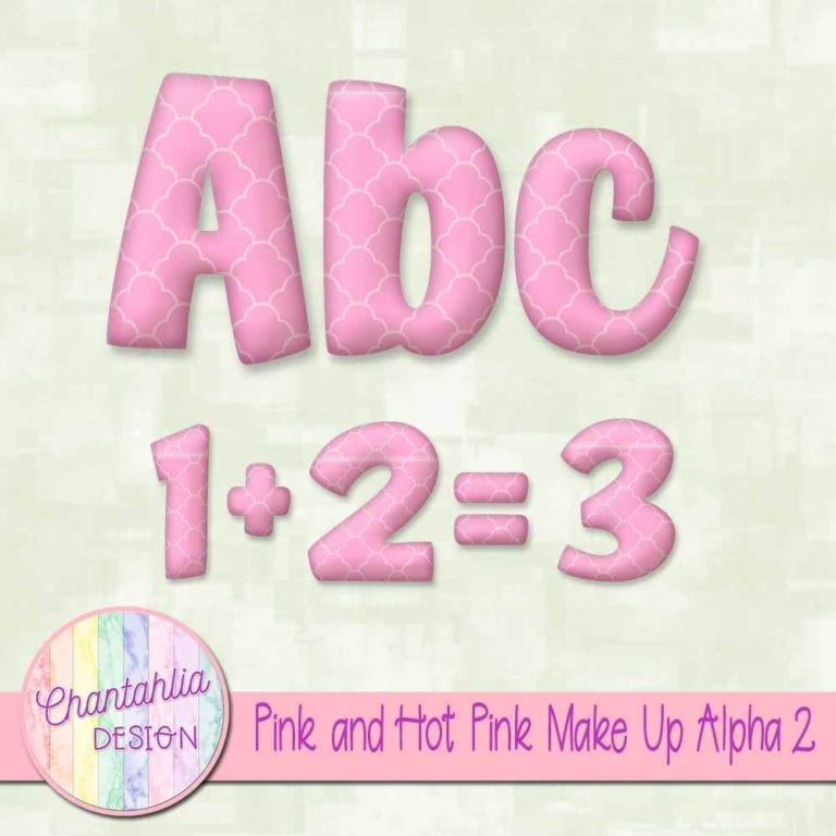 Free Pink and Hot Pink Make Up Alpha for Digital Scrapbooking